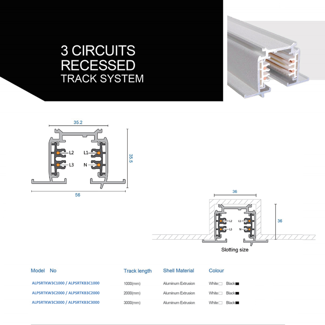 DLD Alps LED Recessed Modular Track System Components | Darklight ...